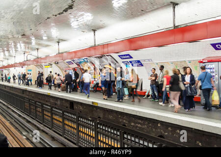 Chatelet Metro Underground Station Platform in Paris, France Stock ...
