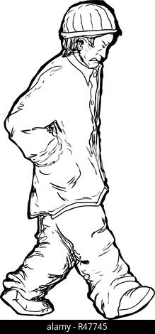 hand drawn outline cartoon of angry man yelling Stock Photo - Alamy
