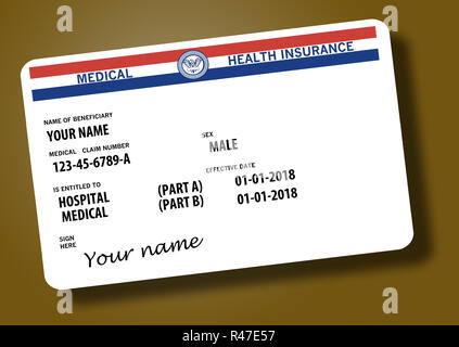 Here is a mock federal government Medicare Health Insurance card ...