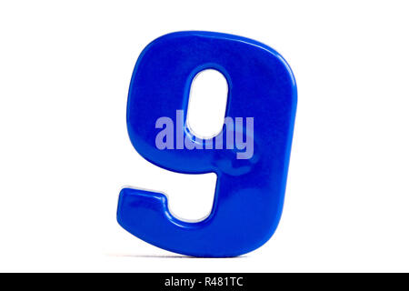 Number nine made of plastic, isolated over the white background Stock ...