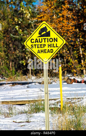 steep road sign with a truck driving down a steep downgrade in black ...