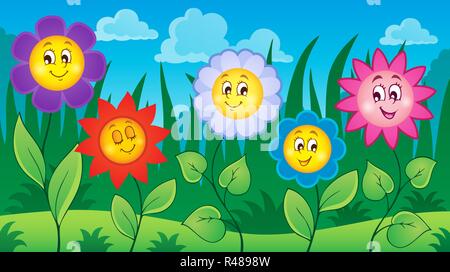 Flowers on meadow theme 3 - picture illustration Stock Photo - Alamy