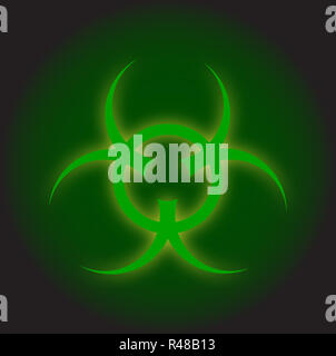 Vector illustration of grunge green biohazard warning sign painted over ...