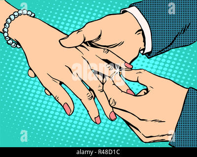 betrothal wedding bride groom gold ring Stock Photo - Alamy