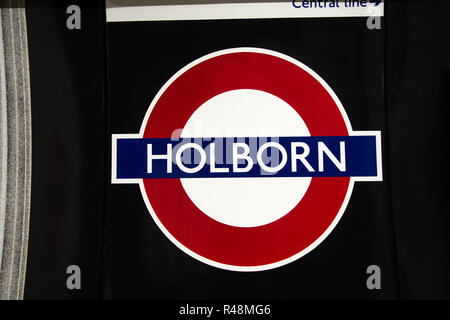 Holborn London Iconic Underground Tube Logo sign Stock Photo - Alamy