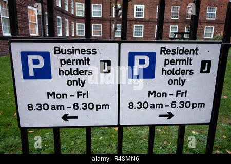 Resident and Business permit holders only parking sign Stock Photo - Alamy