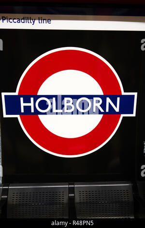 Holborn London Iconic Underground Tube Logo sign Stock Photo - Alamy