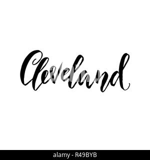 Cleveland city handwritten typography text word hand lettering. Modern ...