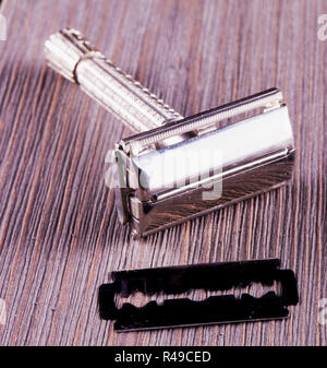 Antique straight razor with wooden handle made by Johnson, Cammell & Co ...