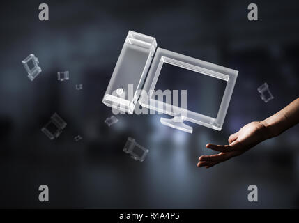 Computer and internet security concept presented by icon cloud. Mixed ...