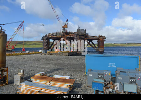Buchan Alpha oil rig being decommissioned in Lerwick Shetland for scrap ...
