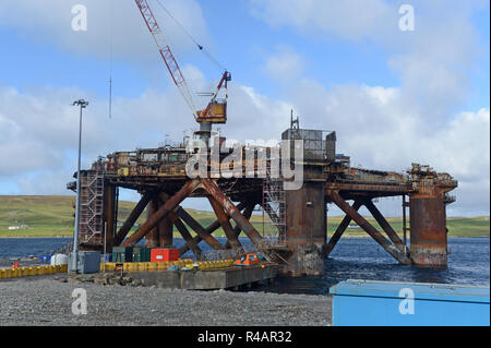Buchan Alpha oil rig being decommissioned in Lerwick Shetland for scrap ...