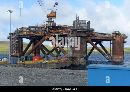 Buchan Alpha oil rig being decommissioned in Lerwick Shetland for scrap ...