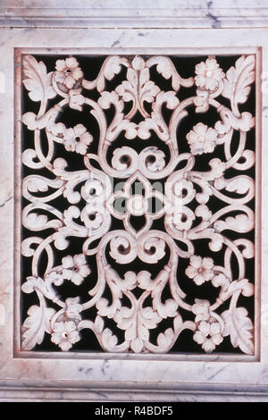 Marbled carved jali at temple, Sayla, Gujarat, India, Asia Stock Photo ...