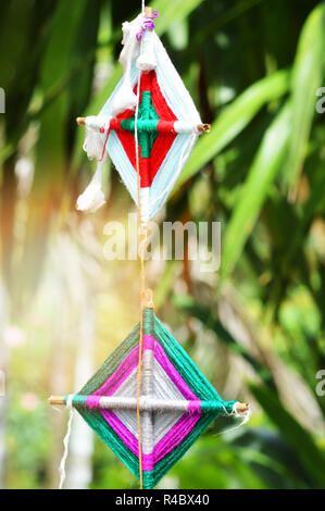 Thai flag hanging with wood and nature Stock Photo - Alamy