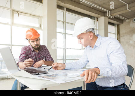 Architectural supervision of design project, male designer at workplace ...