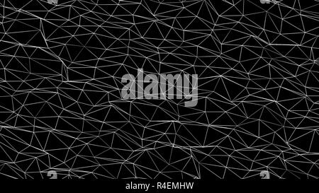 Abstraction grid with polygons inm darkness, 3d render backdrop, computer generating background ...