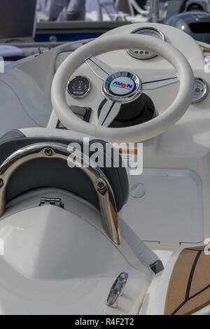 the conning position and steering helm of a fast lifeboat or rescue ...