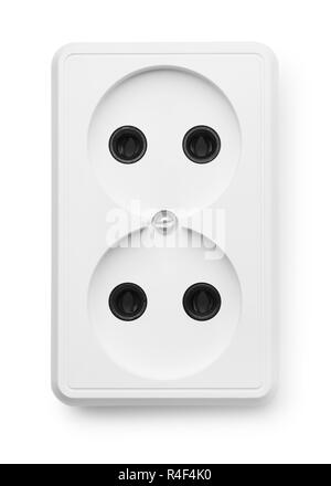 Double socket outlet with white background Stock Photo - Alamy