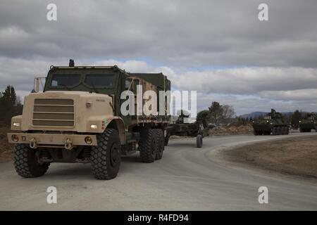 A U.S. Marine Corps logistical vehicle system replacement (LVSR) of 1st ...