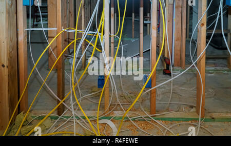 New home framing with electrical wires Stock Photo - Alamy