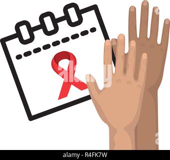 hands human up with ribbon fighting vector illustration design Stock ...