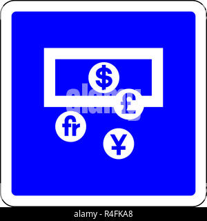 Cash allowed blue sign Stock Photo - Alamy