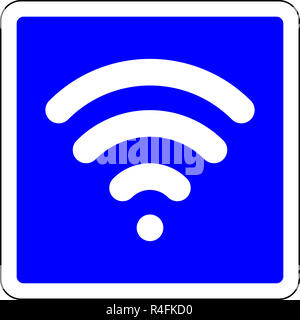 Wireless connection available blue sign Stock Photo - Alamy