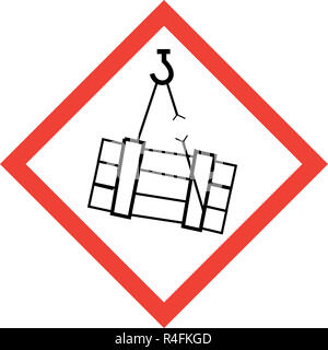 Warning sign with suspended loads symbol Stock Photo - Alamy