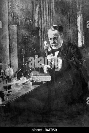 Louis Pasteur (1822-1895) in laboratory, working on hydrophobia (rabies ...