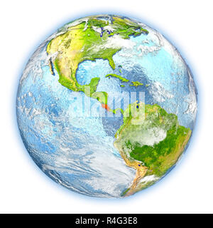 Costa Rica on planet Earth with country borders and highly detailed ...