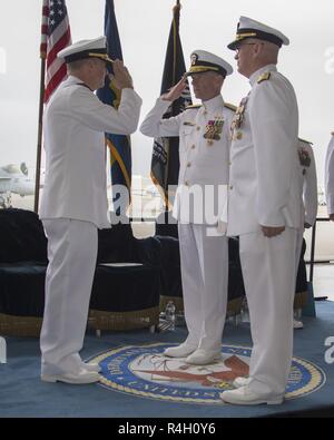 Calif. (Sept. 7, 2018) Rear Adm. Collin Green shakes the hand of Rear ...