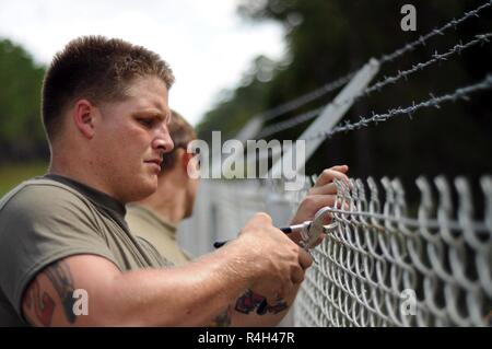 A soldier, with the 57th Sapper Company, 27th Engineering Battalion ...