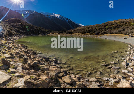 Blue Lakes and the mountains in the Tasman Valley Walk on the way to ...