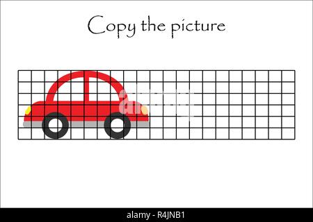 Car in cartoon style, coloring page, education paper game for the ...