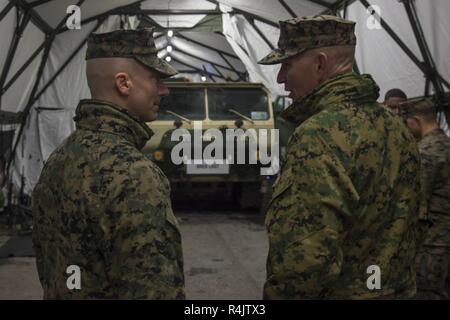 U.S. Marine Corps Col. Boyd A. Miller, right, Commanding Officer of ...