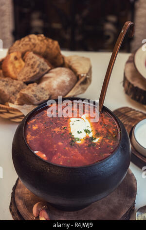 Russian borsch at pot Stock Photo - Alamy