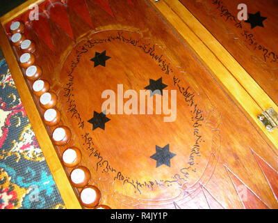 ancient game backgammon white wooden throwing dices Stock Photo - Alamy
