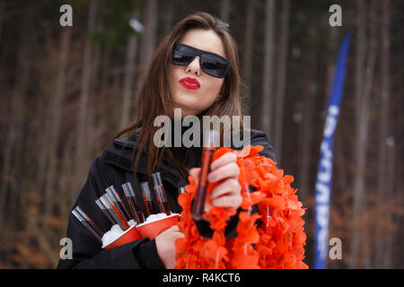 BUKOVEL,UKRAINE-19 MARCH,2018: Winter action sports festival in snow ...