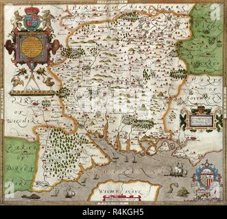 Ancient Map of England 1579, Saxton, Christopher Stock Photo - Alamy