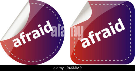 afraid word stickers set, icon button isolated on white Stock Photo - Alamy