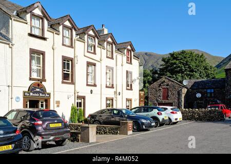 Wasdale Head Hotel & Car Park by Stone Wall Field Enclosures from Path ...
