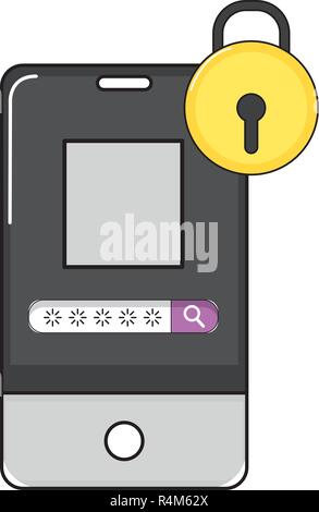 technology smartphone with web searcher cartoon vector illustration ...