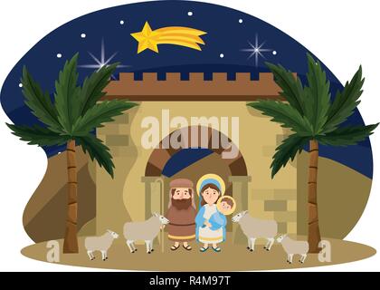 christmas nativity scene nazareth wall with wise men and camels at ...