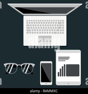 open laptop with smartphone screen vector illustration design Stock ...