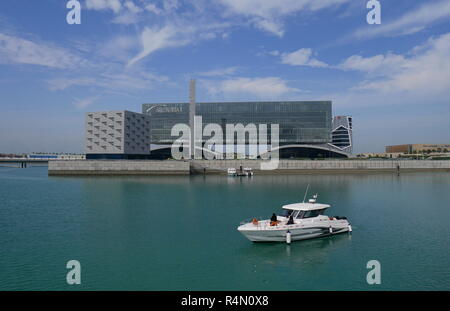 The cuboid Arcapita Building, with the East Park Mosque behind, Bahrain ...