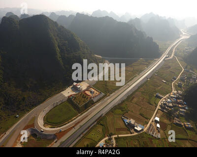 Jingxi. 28th Nov, 2018. Aerial photo taken on Nov. 28, 2018 shows part ...