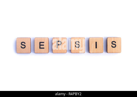 The word SEPSIS spelt with wooden letter tiles Stock Photo - Alamy