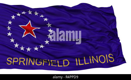 Isolated Springfield Flag, Capital of Illinois State, Waving on White ...