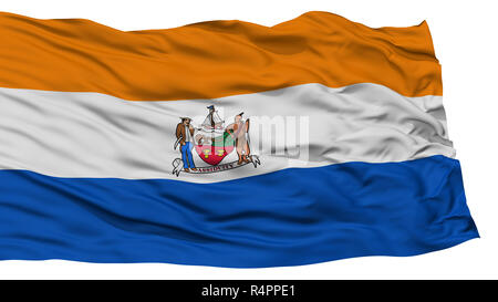 Isolated Albany Flag, Capital of New York State, Waving on White ...